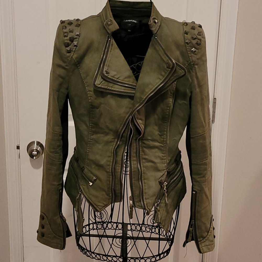 Army Green Embellished Military Jacket - Gem